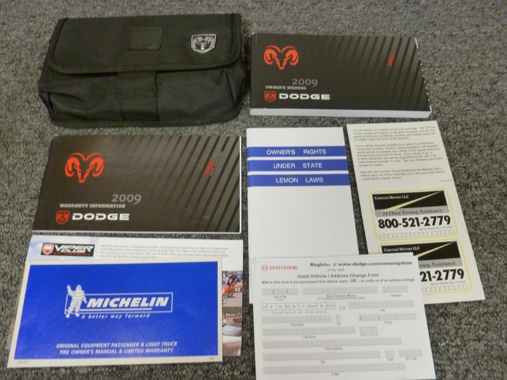 2009 Dodge Viper Owner's Operator Manual User Guide Set